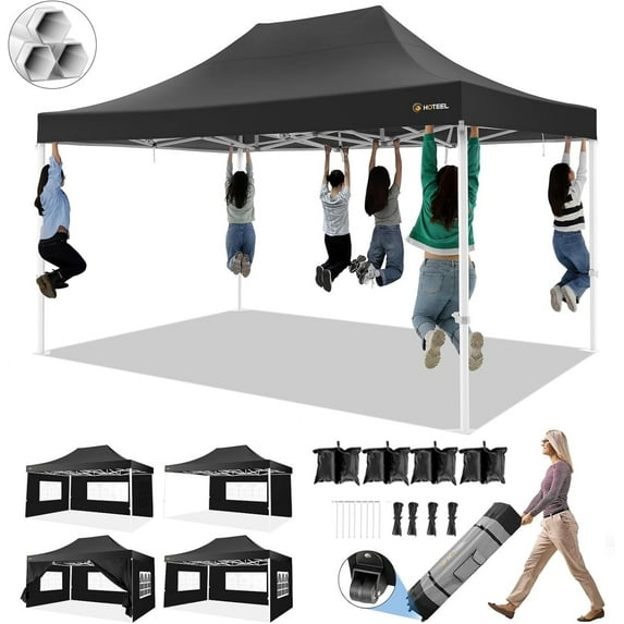 10x15 Pop up Tent for Parties, Heavy Duty Easy Setup Tent with 4 ...