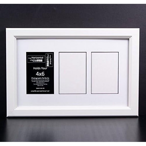 [10x16 3 Opening Glass Face White Picture Frame to hold 4 by 6 ...