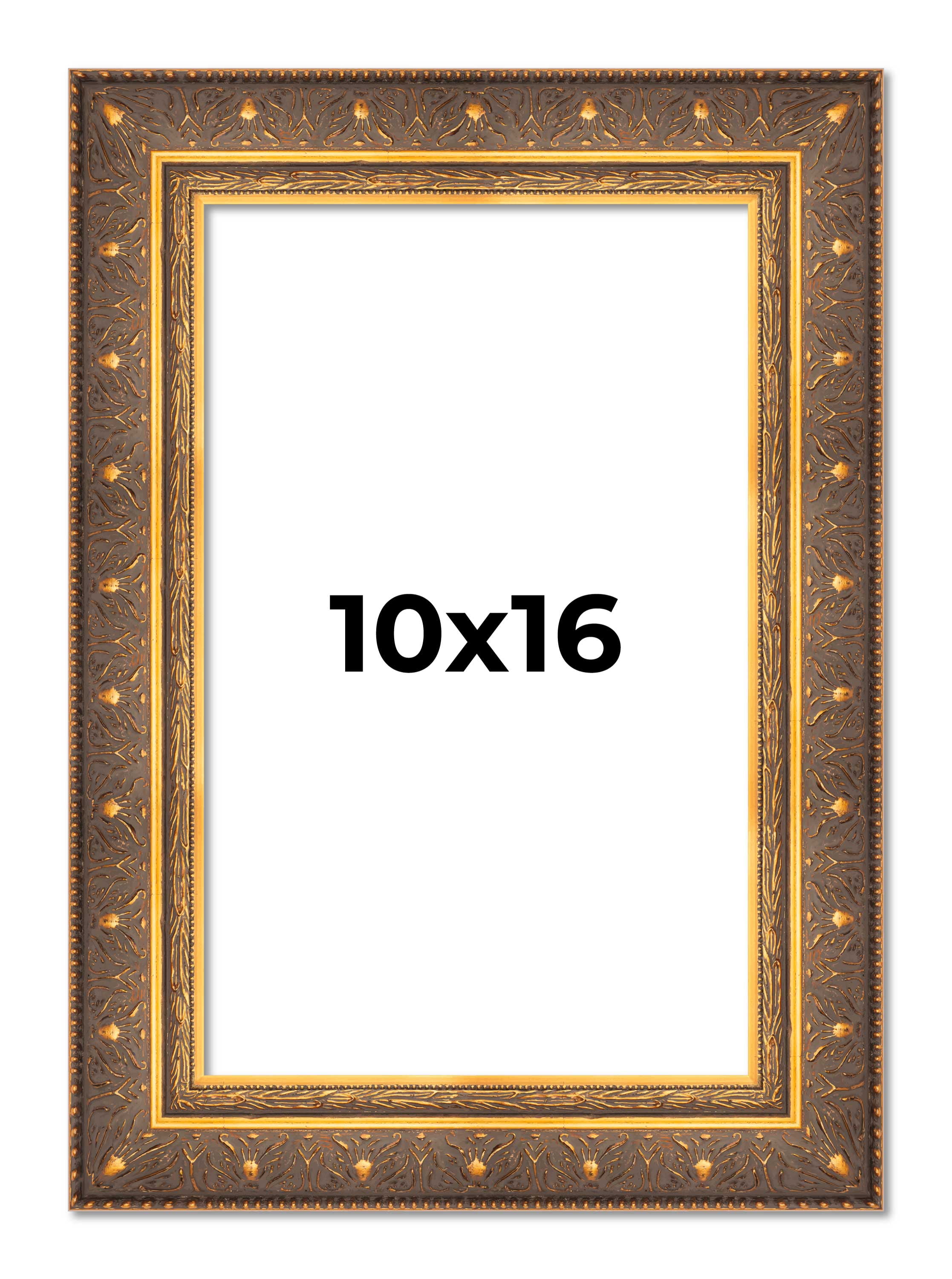 10x16 Frame Vintage Gold Solid Wood Picture Frame | 2.5 Inch Moulding ...