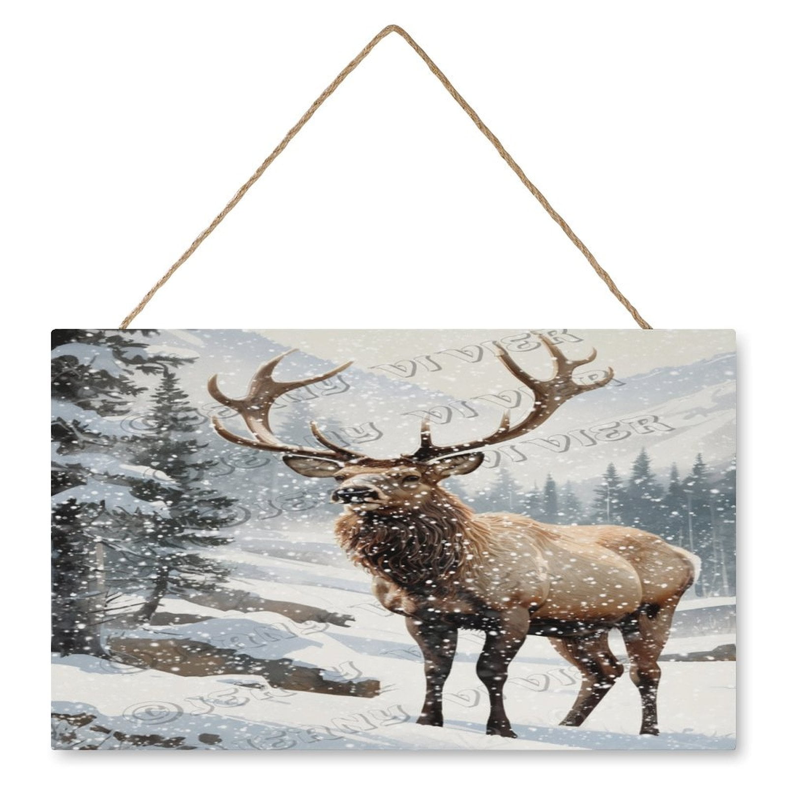 10x16 IN Square Rustic Wood Sign - Winter Moose Holiday Decor, Ideal ...