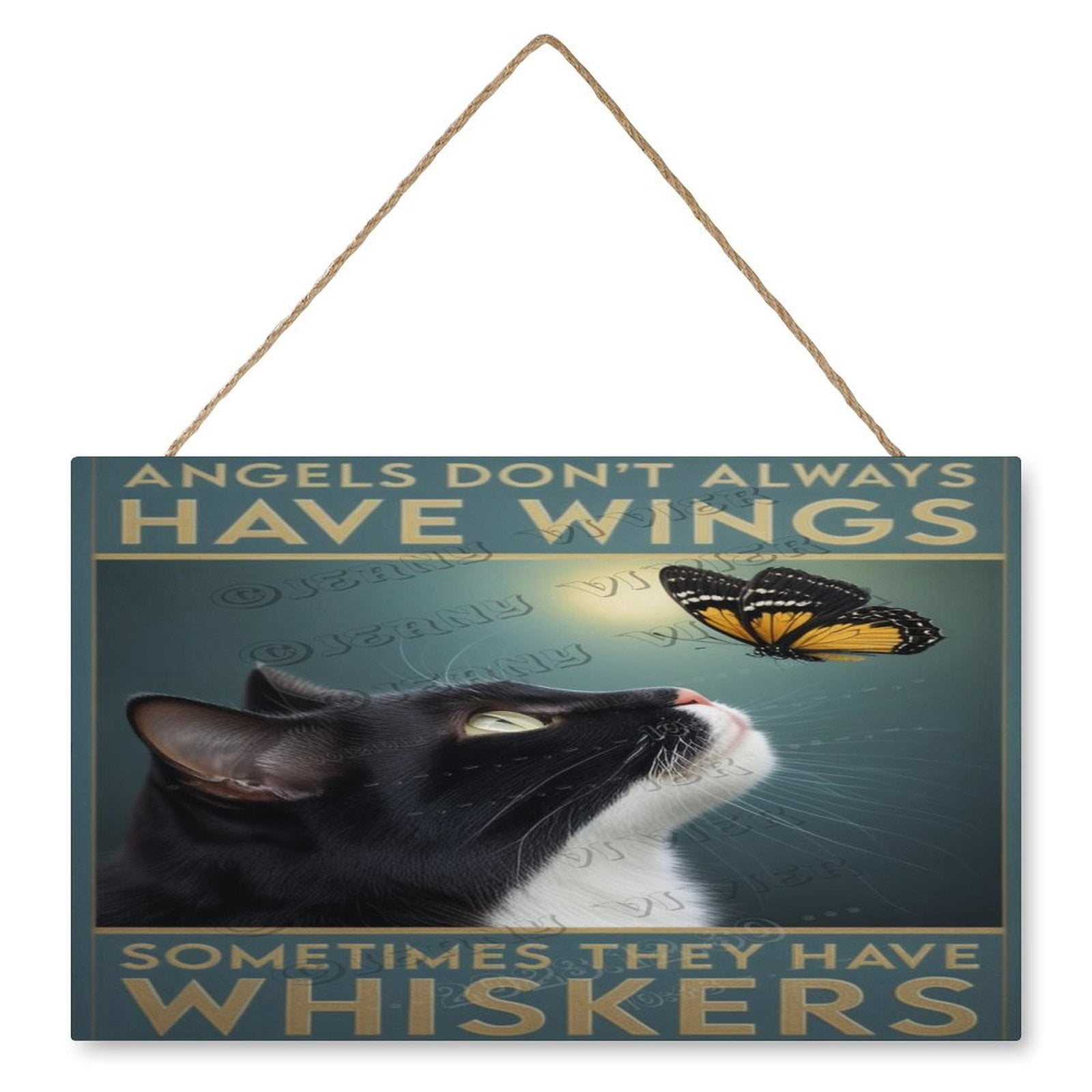 10x16 IN Square Wooden Hanging Sign - Charming Wood Sign with Tuxedo ...