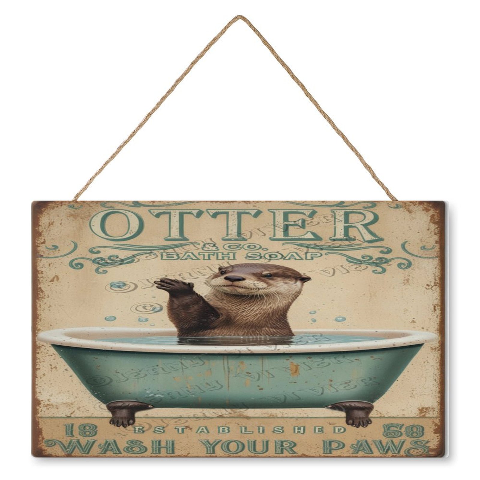 10x16 IN Square Wooden Hanging Sign - Uplifting Wood Sign with Otter ...