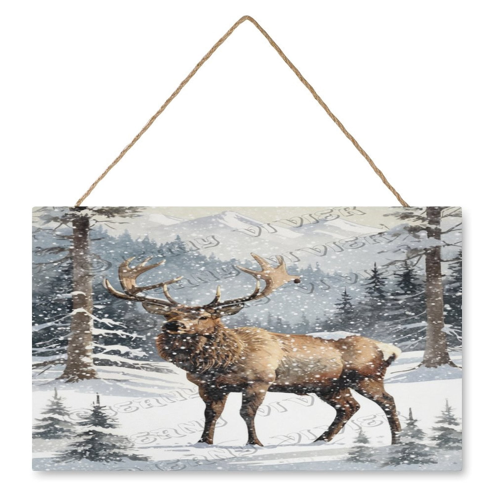 10x16 IN Square Rustic Wood Sign - Charming Winter Moose Decor for ...