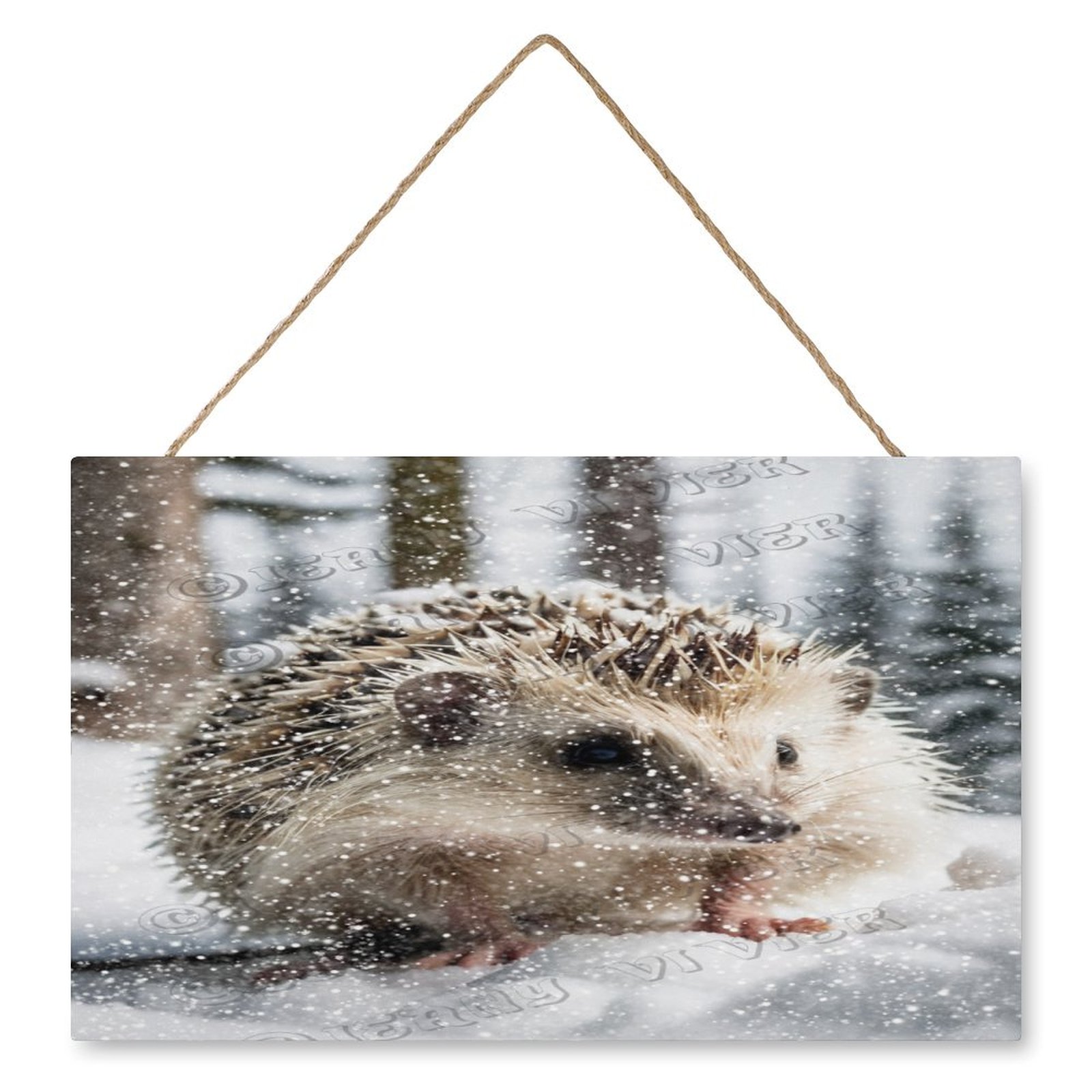 10x16 IN Square Rustic Wood Sign - Winter Hedgehog Holiday Decor, Ideal ...
