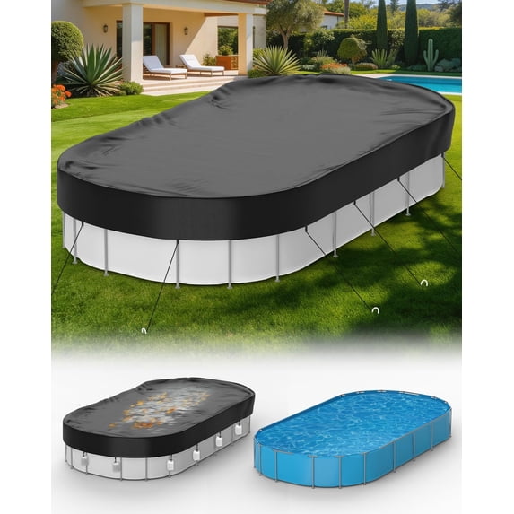 10x16 ft Oval Pool Covers for Above Ground Pools, Thicker Solar Pool ...