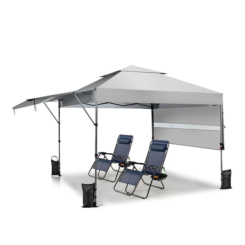 10x17.6 Ft Pop Up Canopy with Adjustable Dual Awnings, 2 Tier Outdoor ...