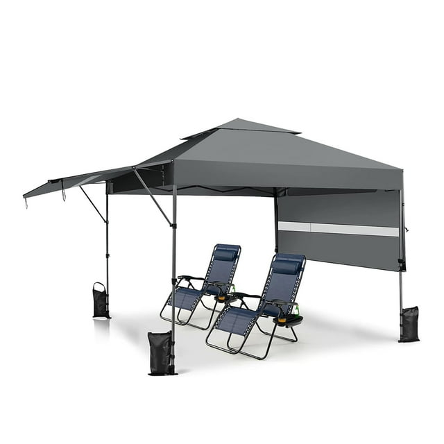 10x17.6 Ft Pop Up Canopy with Adjustable Dual Awnings, 2 Tier Outdoor ...