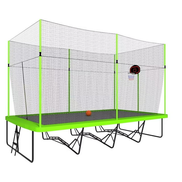 10x17 FT ASTM Certified Trampoline with Hoop - Outdoor Trampoline with ...