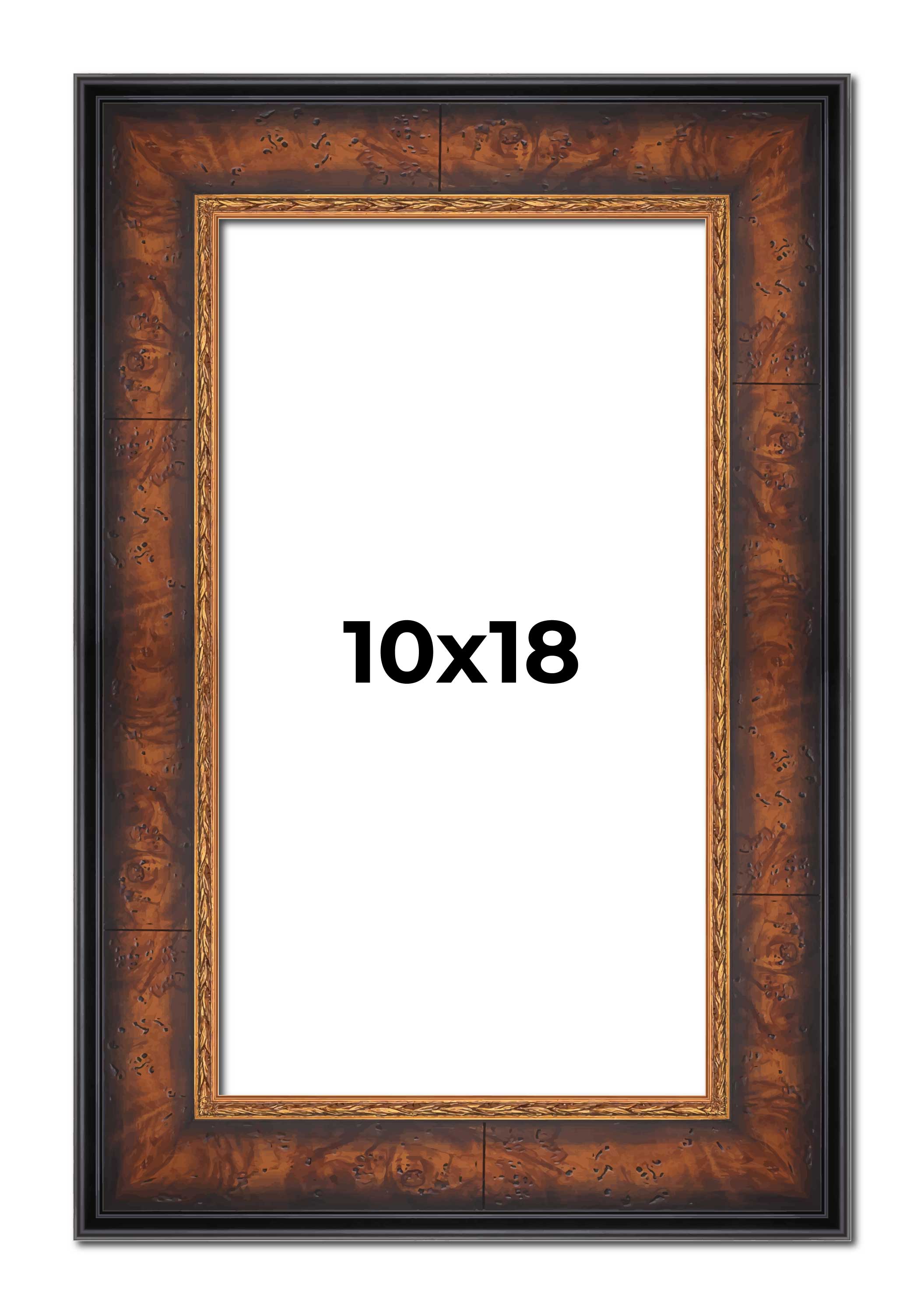 10x18 Frame Brown Walnut Gold Ornate Trim Solid Wood Plein Air Picture ...