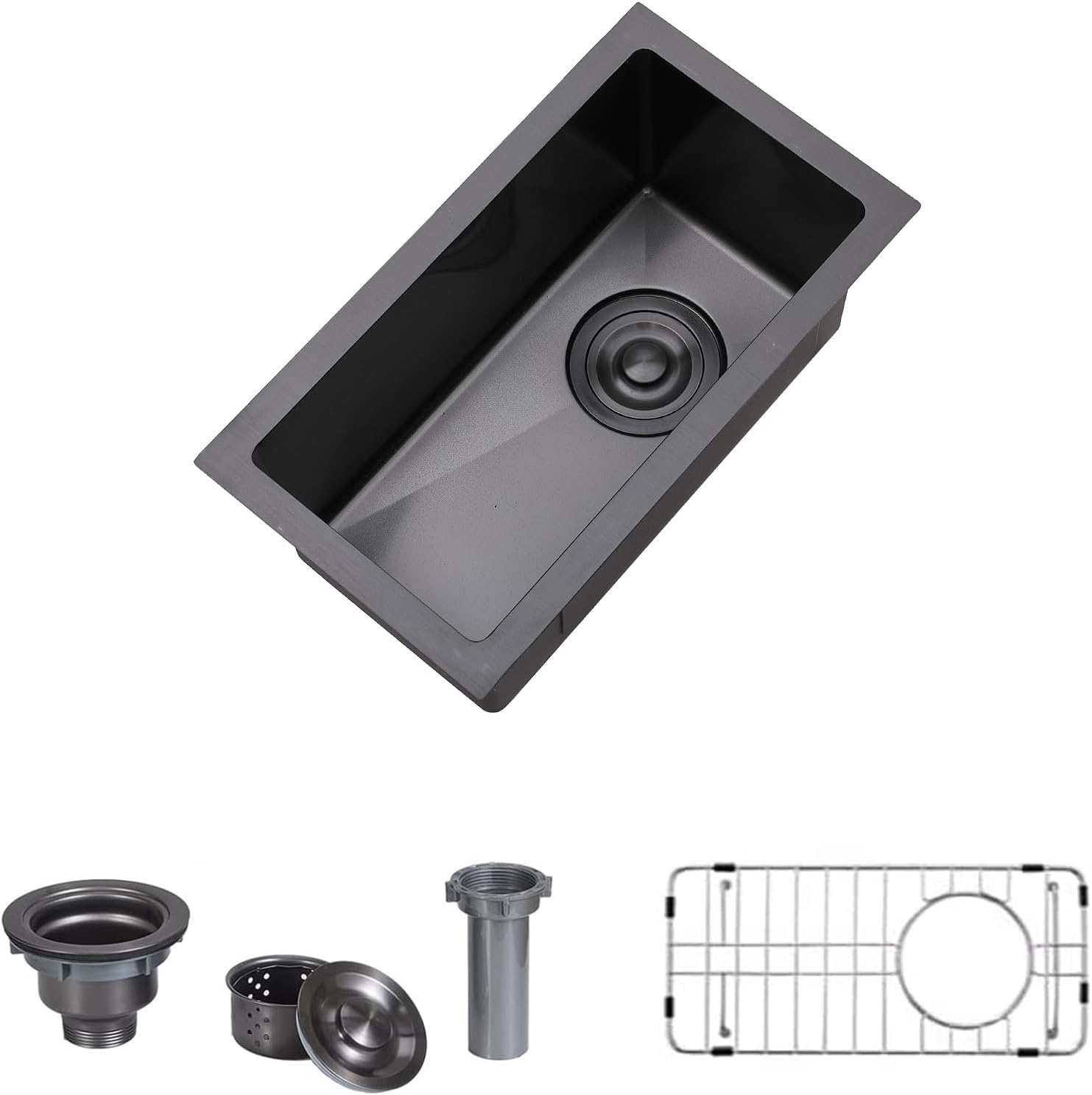 10x18 Inch Undermount Bar Sink, Black Small RV Kitchen Prep Sink ...