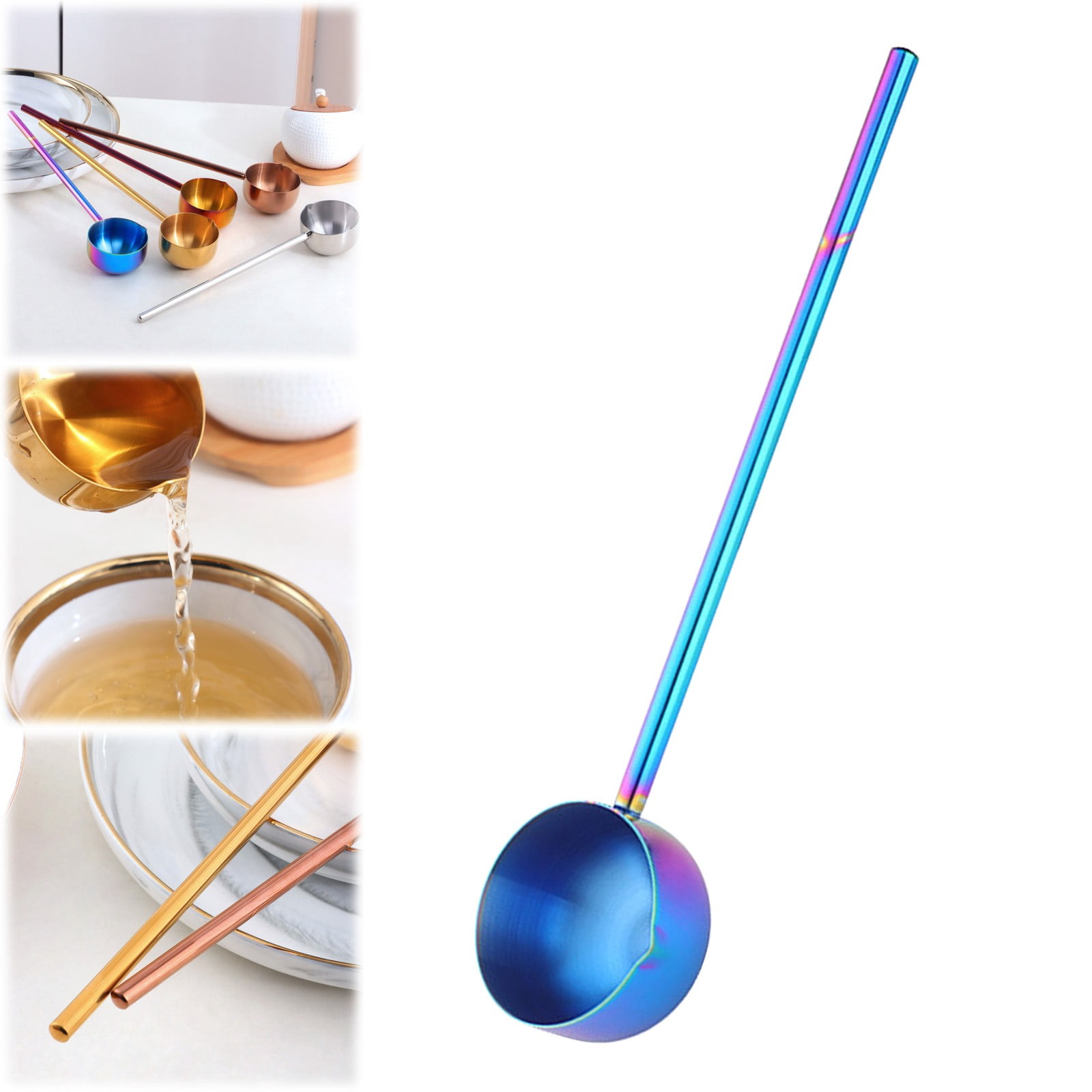 10x2.4 Inch Blue Long-Handled Hot Oil Ladle – Miyuadkai 80ml Gold Wear ...