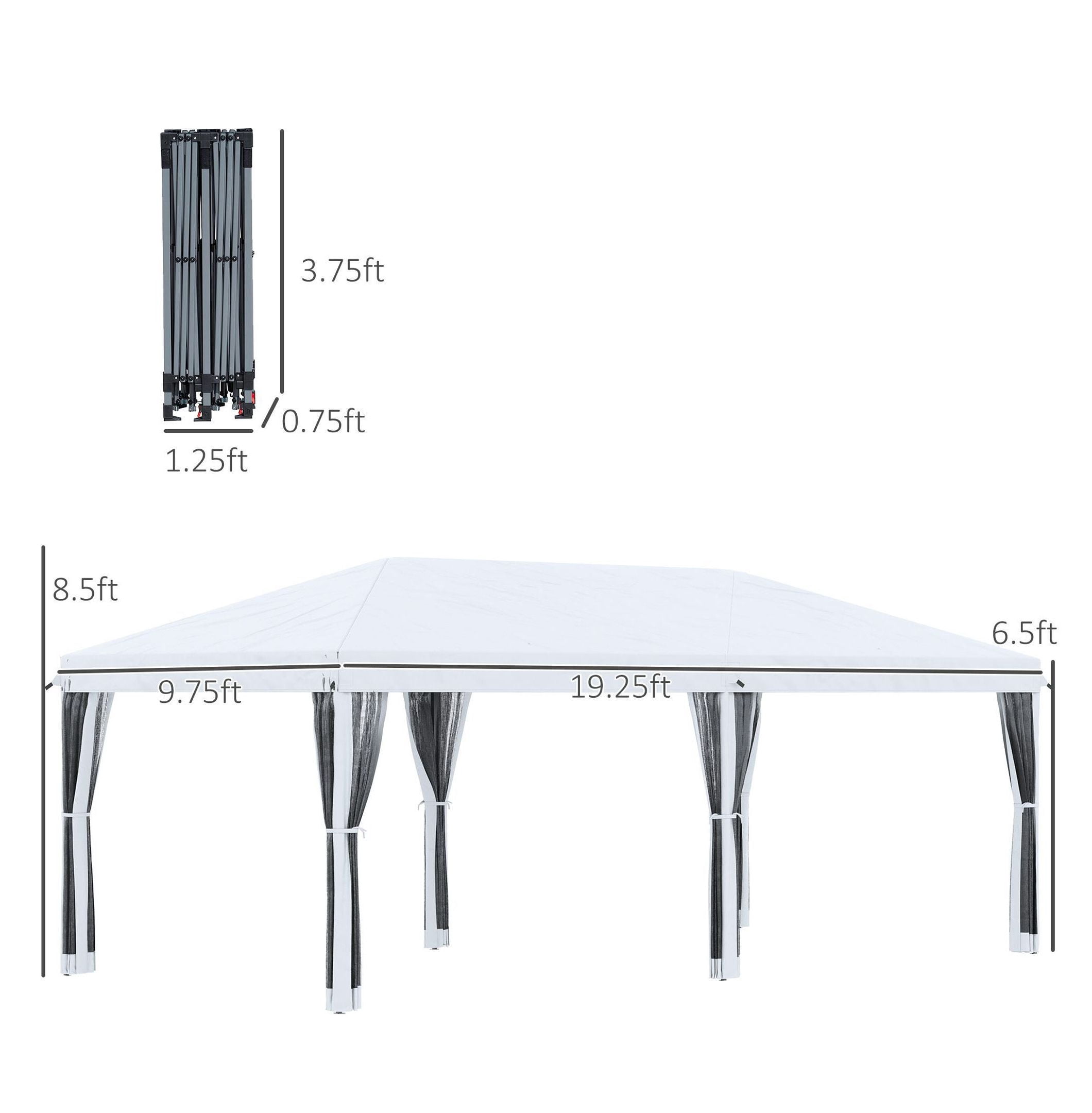 10x20 Canopy Tent with Netting, Heavy Duty Sun Shelter, Party Tent for ...