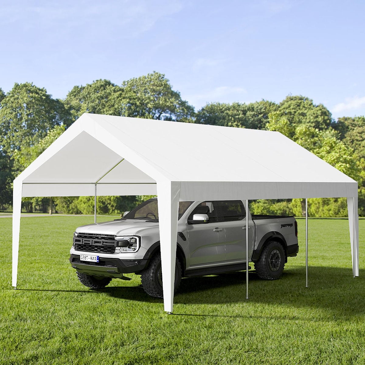 10x20 Ft Heavy Duty Carport,Metal Car Port with Side-Opening Doo &Roll ...