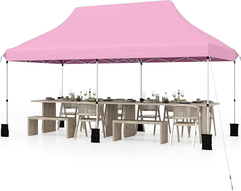 10x20 Ft Pop Up Canopy, Instant Setup Canopy Tent with 12 Stakes & 6 ...