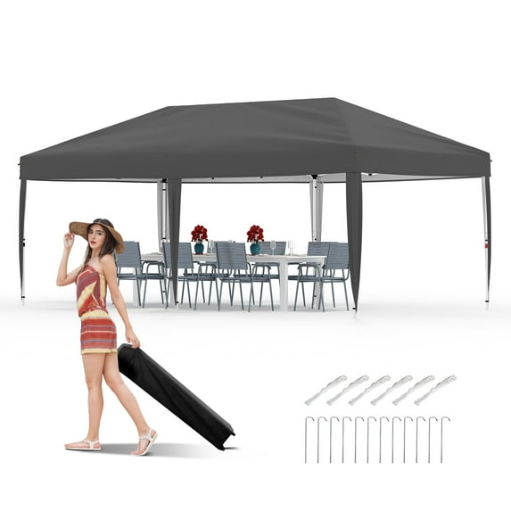 10x20 Ft Pop-Up Canopy Tent, Portable Instant Shelter with 3 Adjustable ...