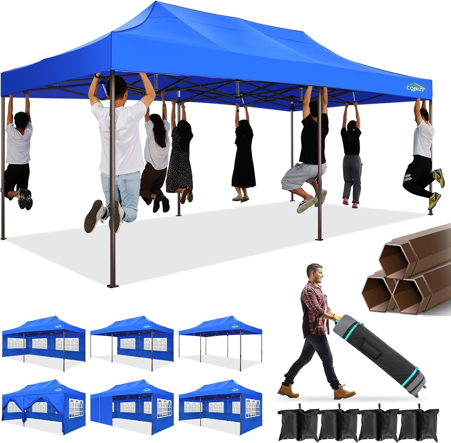 10x20 Heavy Duty Pop Up Canopy Tent with 6 Detachable Sidewalls, All ...