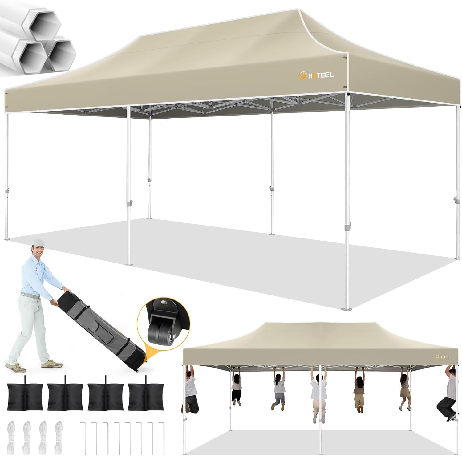 10x20 Heavy Duty Pop Up Canopy Tent Without Sidewalls, UPF 50+ and ...