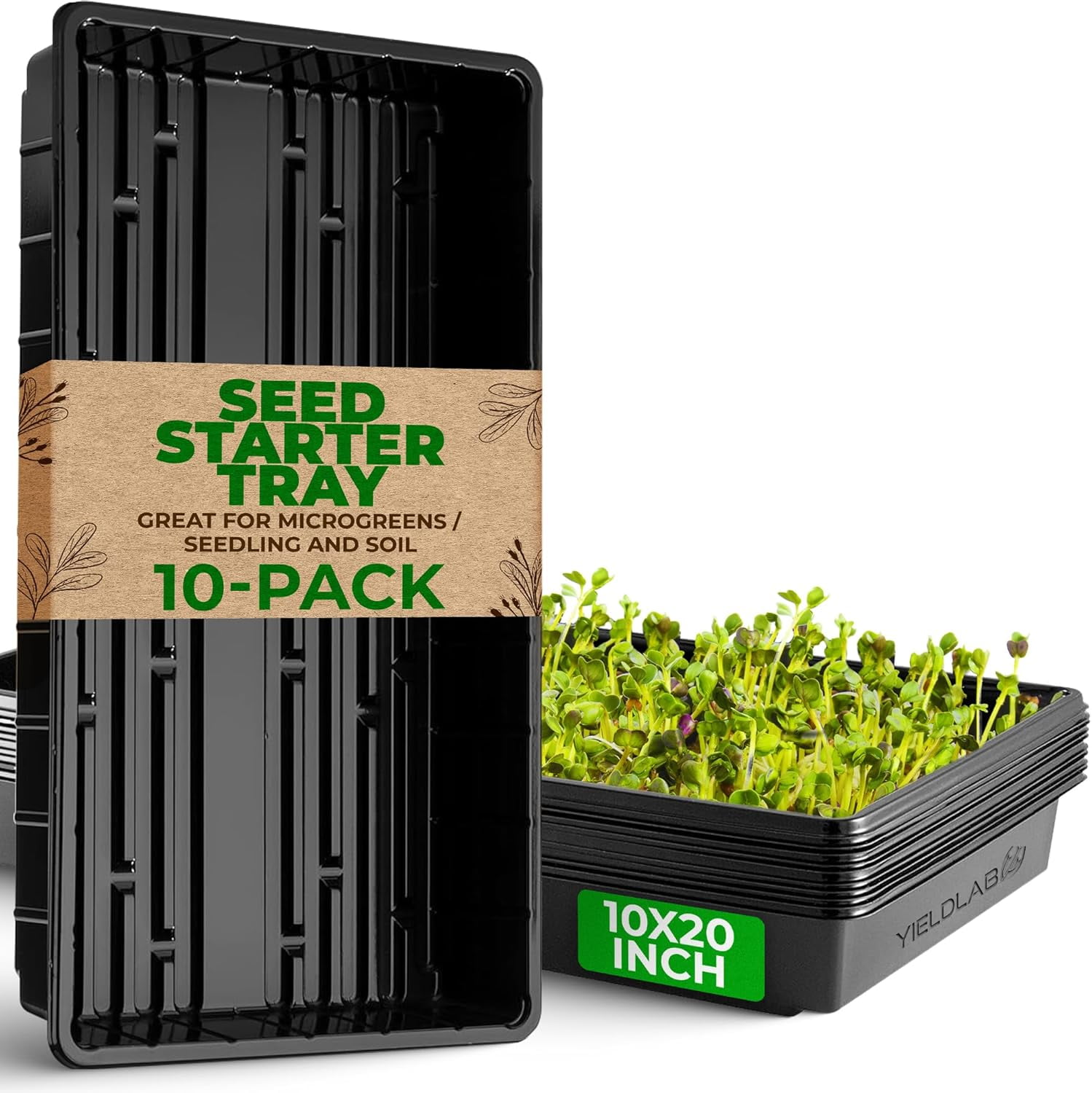 10x20 Inch Black Plastic 10 Pack Plant Propagation Tray & Hydroponic ...