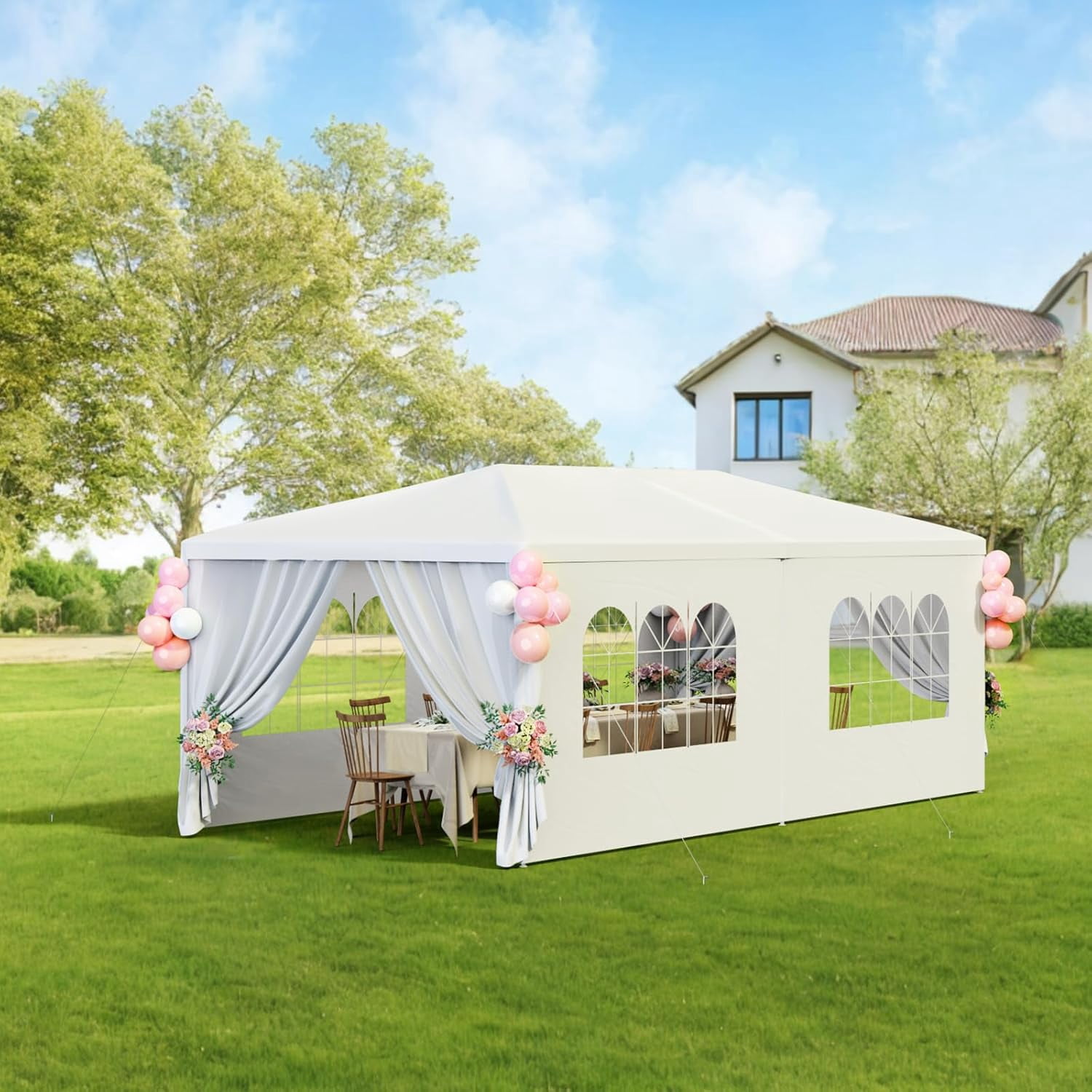 10x20 Outdoor Canopy Tent with 6 Removable Sidewalls, Heavy Duty Party ...