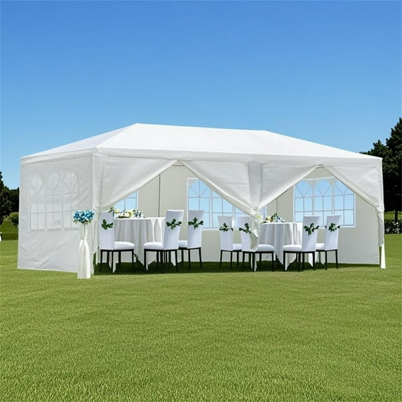 10x20' Outdoor Garden Gazebo, Waterproof Tent Canopy Marquee with 8 ...