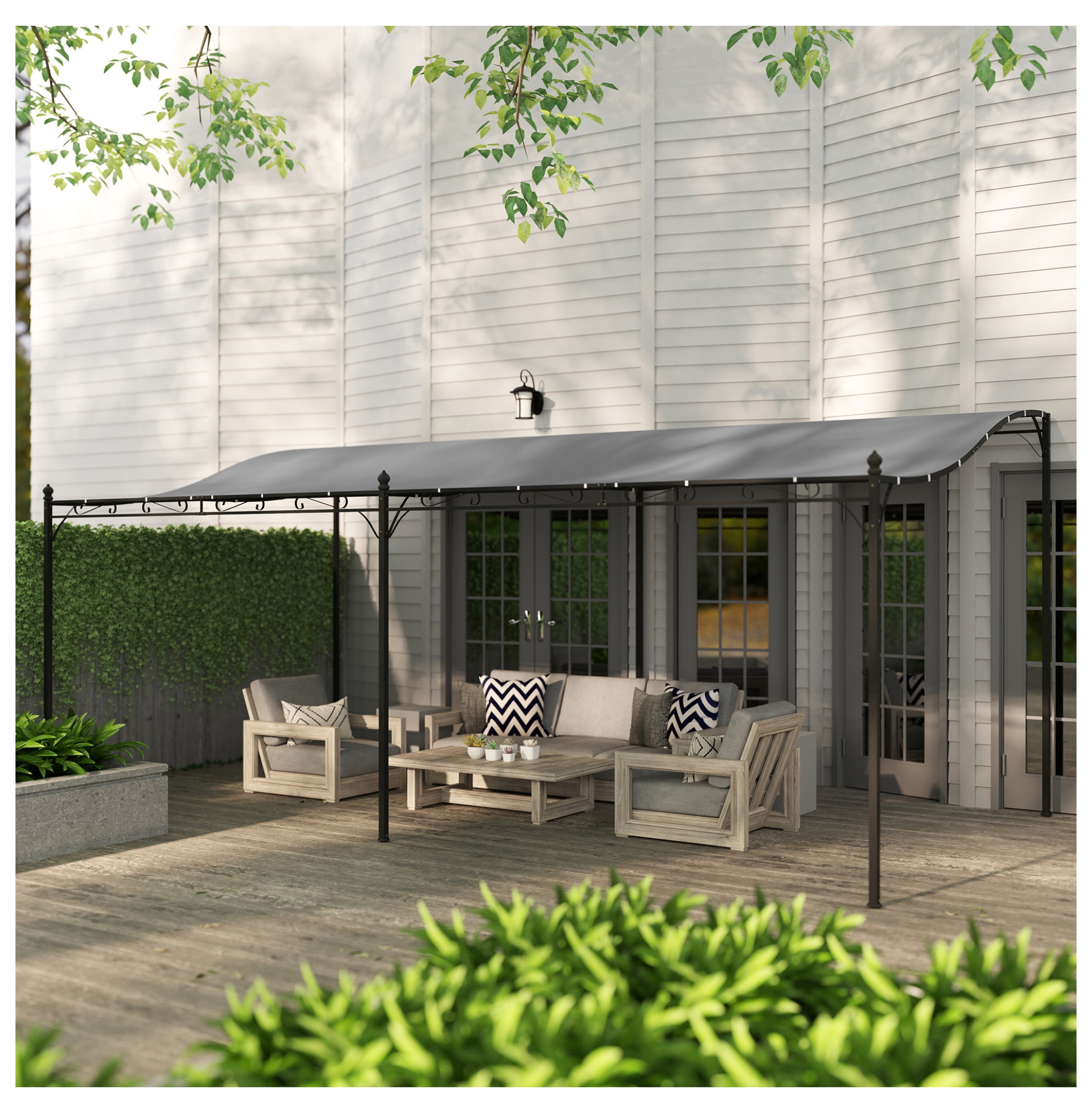 10x20 Outdoor Pergola Canopy, Metal Patio Cover with Drainage, Dark ...