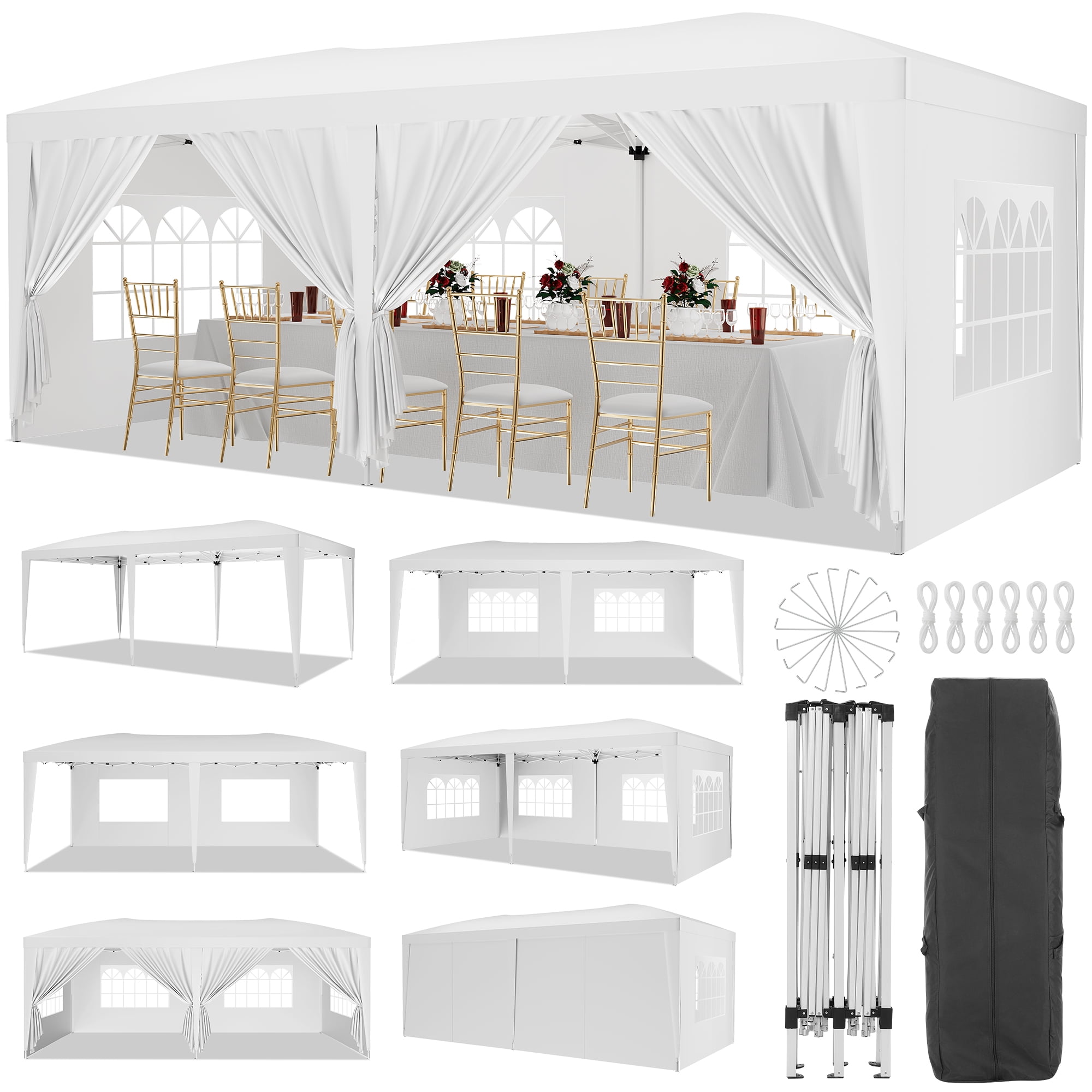 10x20 Pop Up Canopy with 6 Sidewalls, Waterproof Canopy Outdoor Event ...