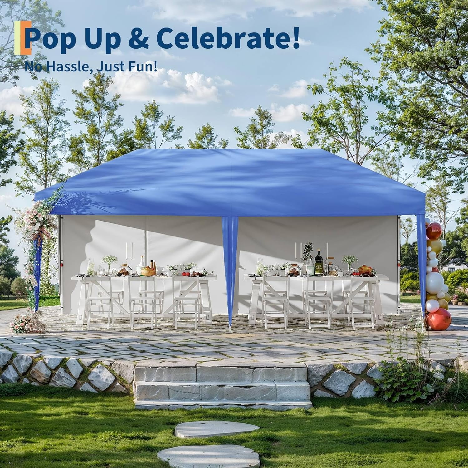 10x20 Pop-Up Canopy with 2 Sidewalls - Heavy Duty Outdoor Canopy Tent ...