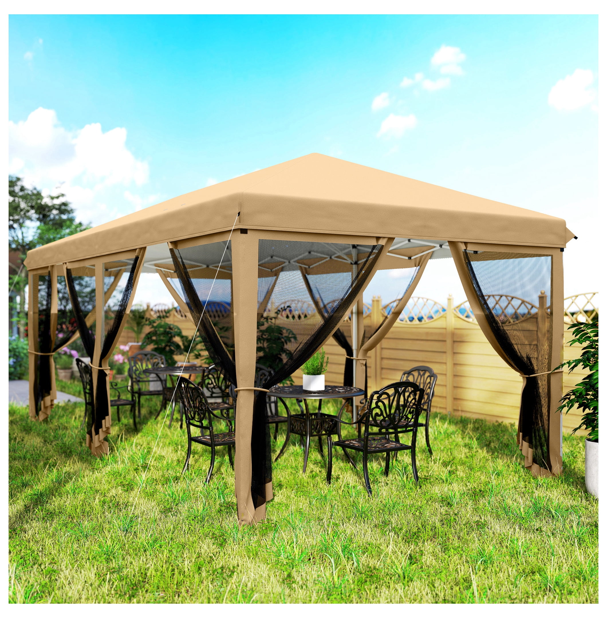 10x20 Pop Up Canopy Tent with Netting, Heavy Duty Instant Shelter ...