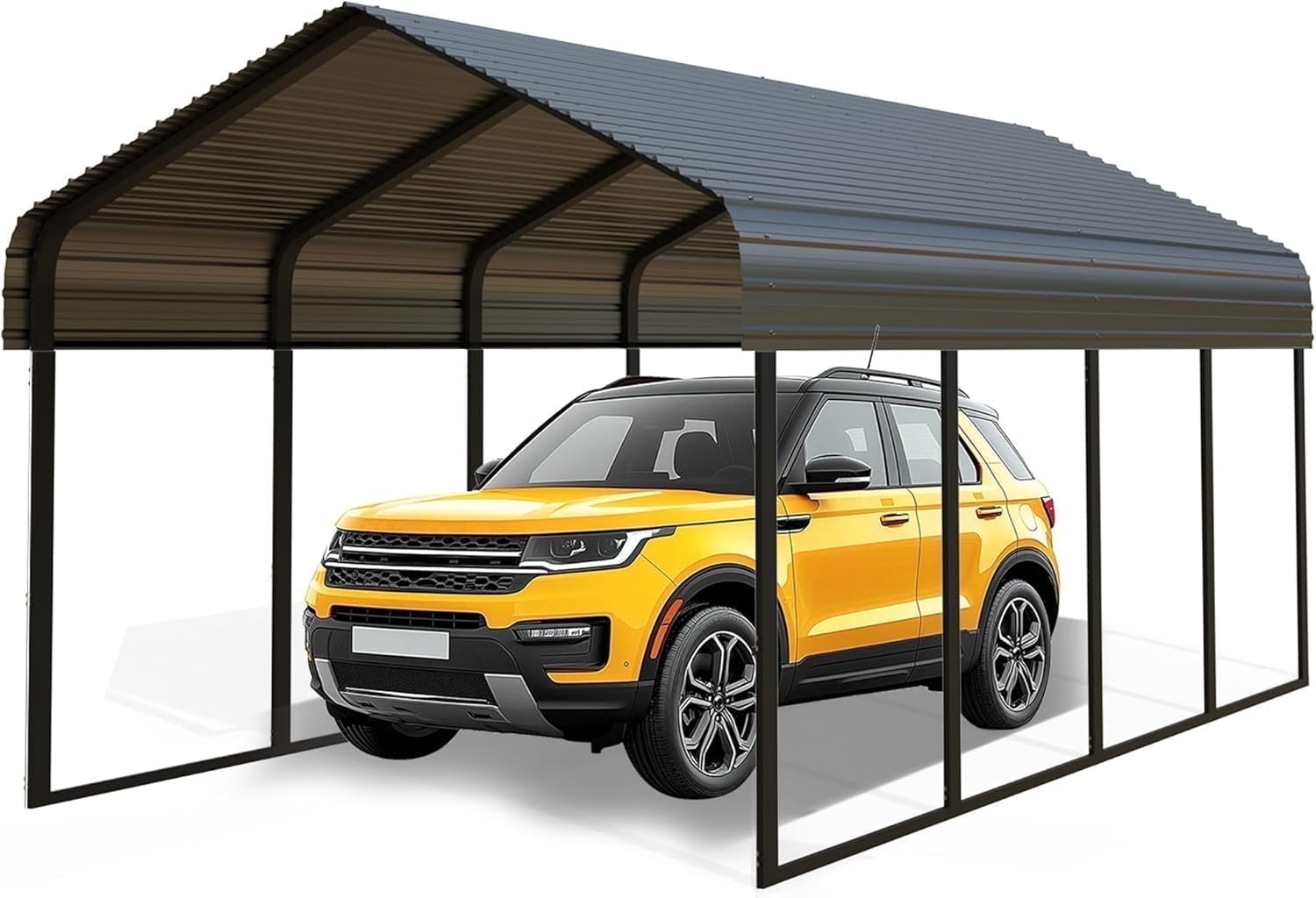 10x20 ft Portable Garage Heavy-Duty Metal Carport Canopy Kit, All ...