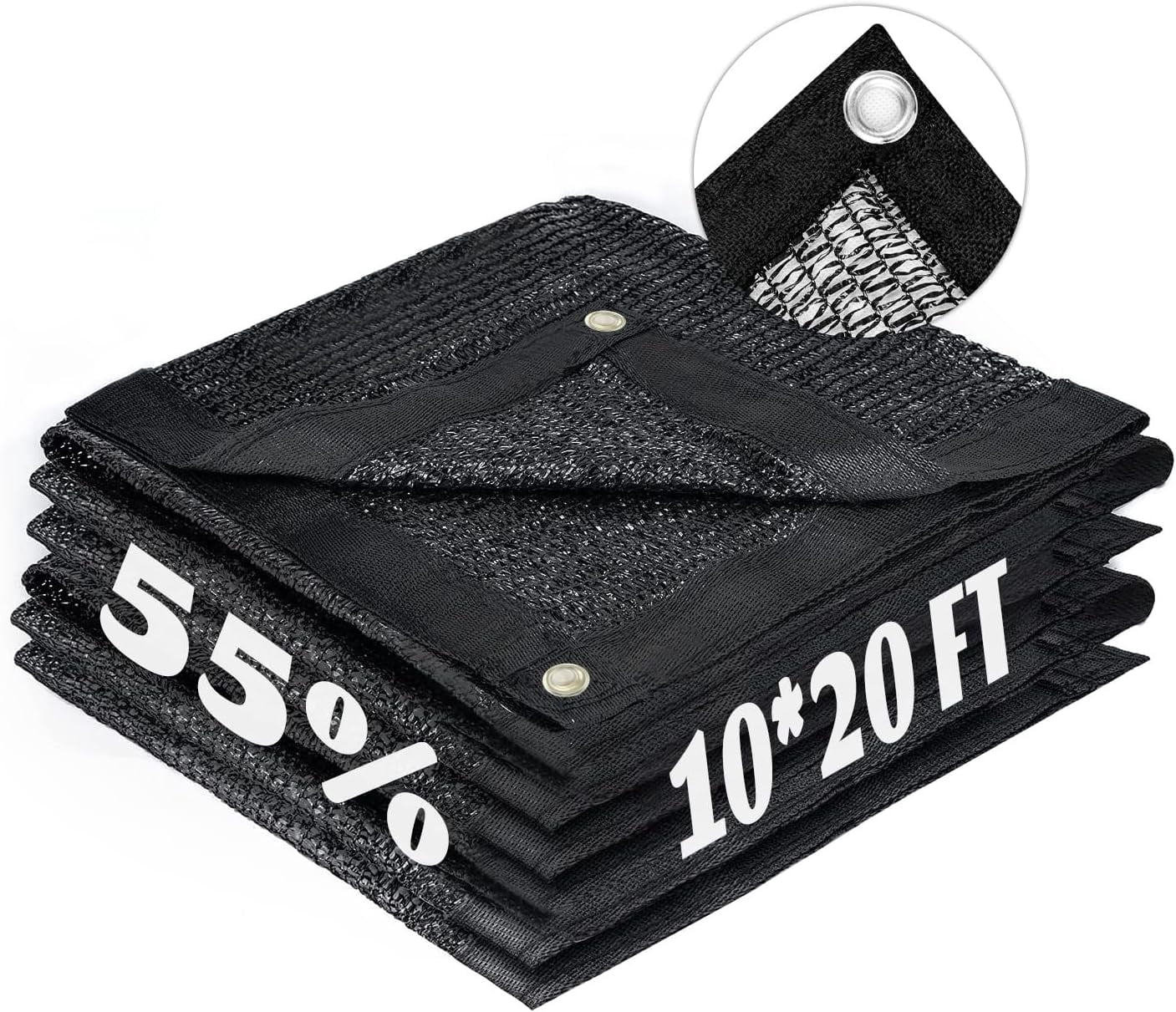 10x20FT 55% Black Shade Cloth Sun Shade Net with Grommets Sunblock Net ...