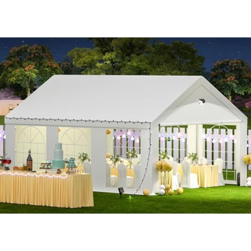 10x20FT Waterproof Canopy Heavy-Duty Frame UV Protection Portable Easy ...