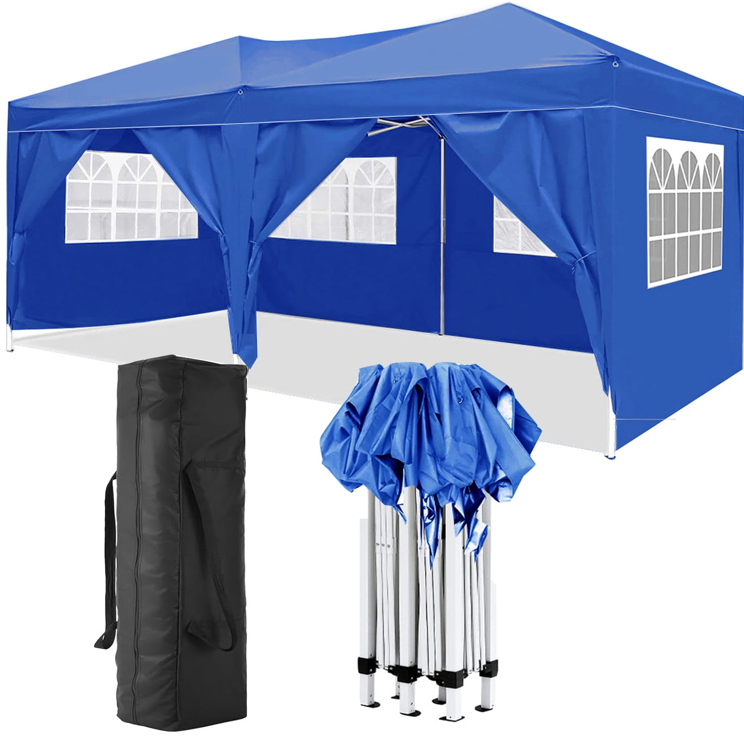 10x20ft Pop Up Canopy, EZ Pop Up Instant Shade Gazebo With 6 Sidewalls ...