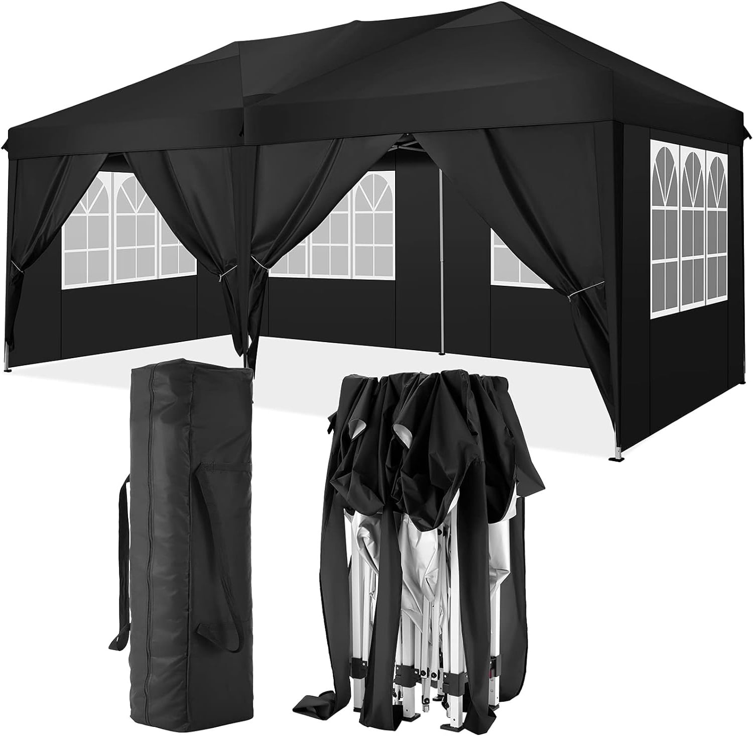 10x20ft Pop Up Canopy, EZ Pop Up Instant Shade Gazebo With 6 Sidewalls ...