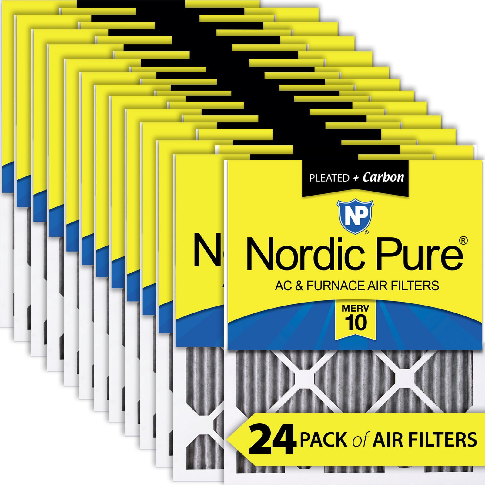 10x20x1 (9_1/2x19_1/2) Furnace Air Filters MERV 10 Pleated Plus Carbon ...