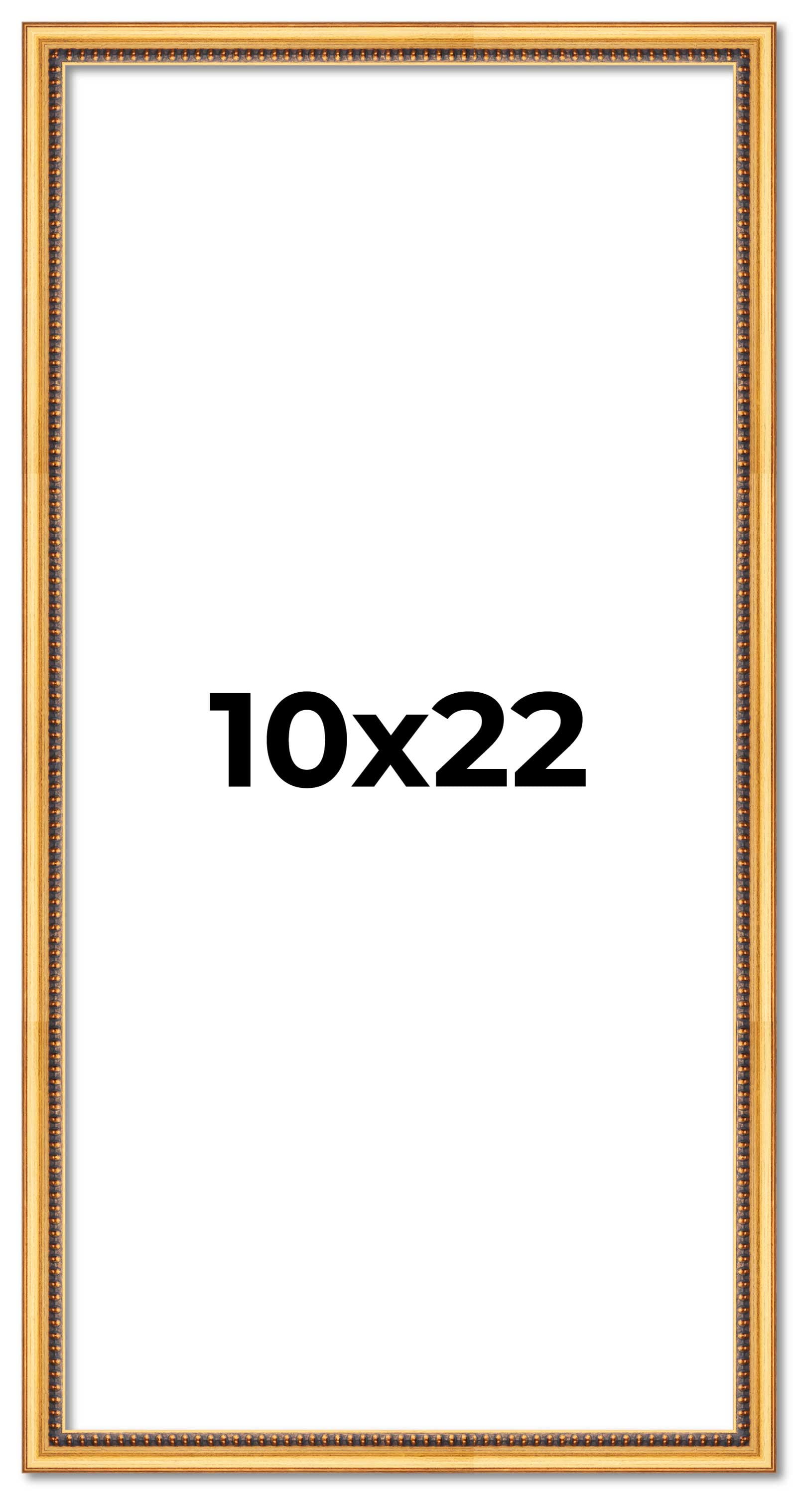 10x22 Frame Beaded Gold Solid Wood Picture Frame | 0.75 Inches Moulding ...