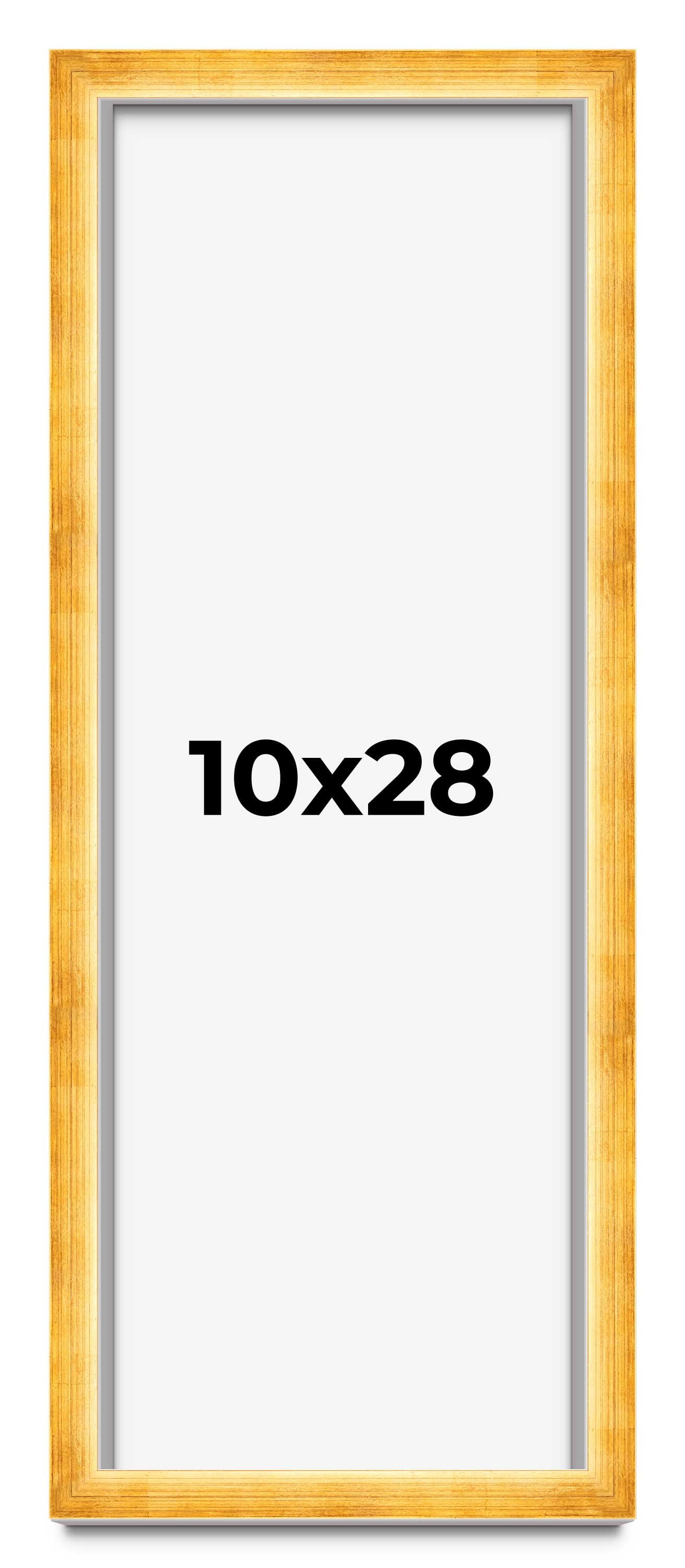 10x28 Shadow Box Frame Gold | 1.625 Inches Deep Real Wood Traditional ...