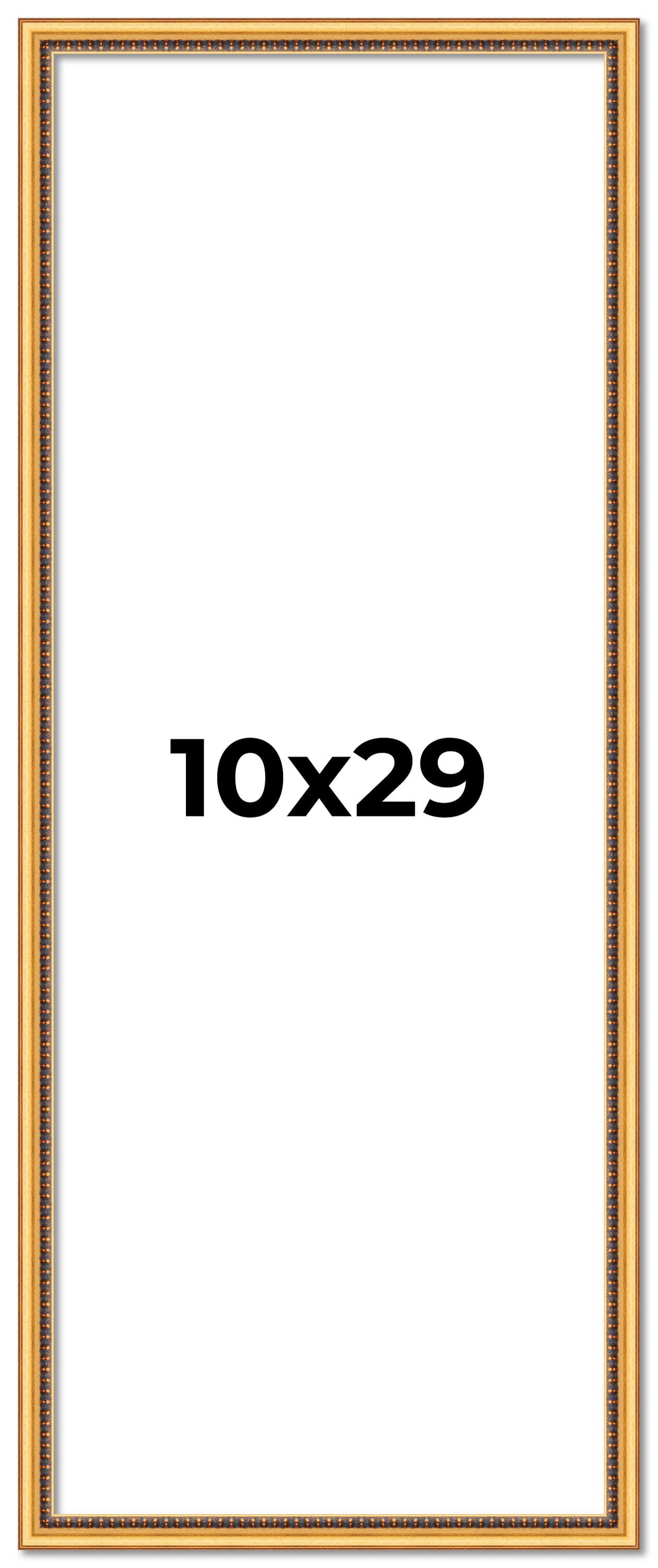 10x29 Frame Beaded Gold Solid Wood Picture Frame | 0.75 Inches Moulding ...