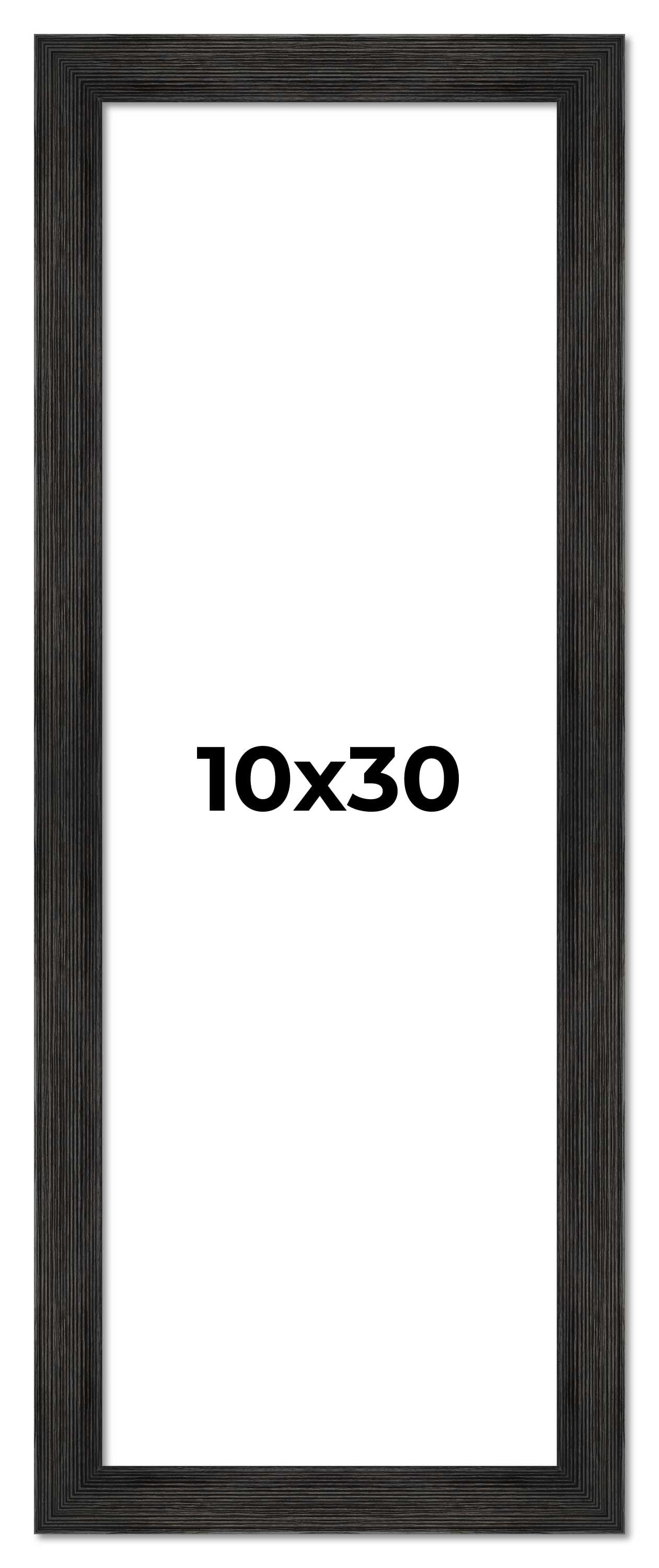 10x30 Black Rustic Wide Barnwood Picture Frame - UV Acrylic, Foam Board ...