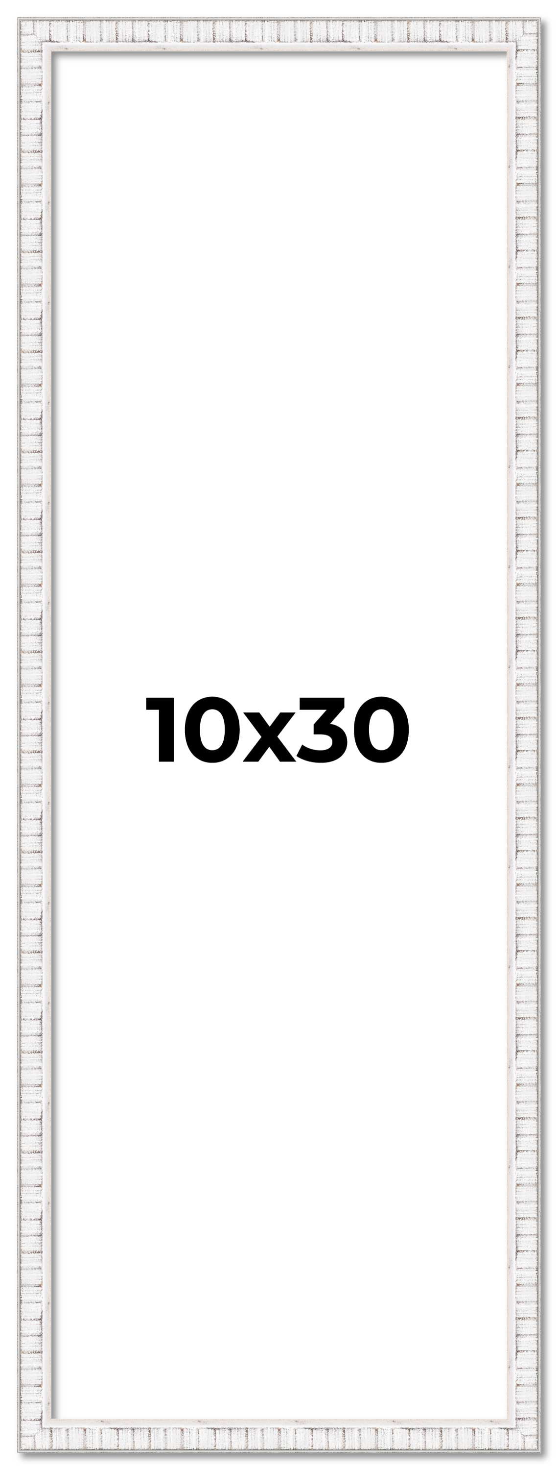 10x30 Frame White Scuffed Rustic Solid Wood Picture Frame | 0.75 Inch ...