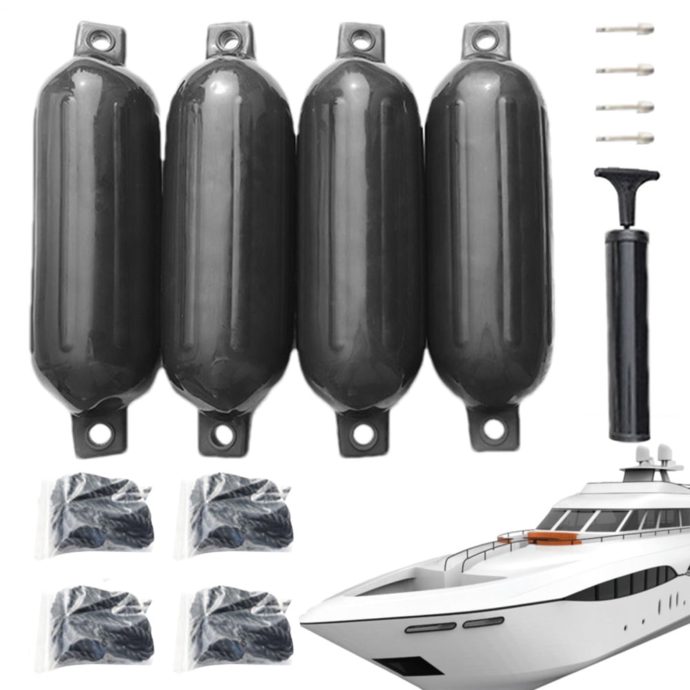 10x30 Inches Inflatable Boat Bumpers with Center Hole - Set of 4 Black ...