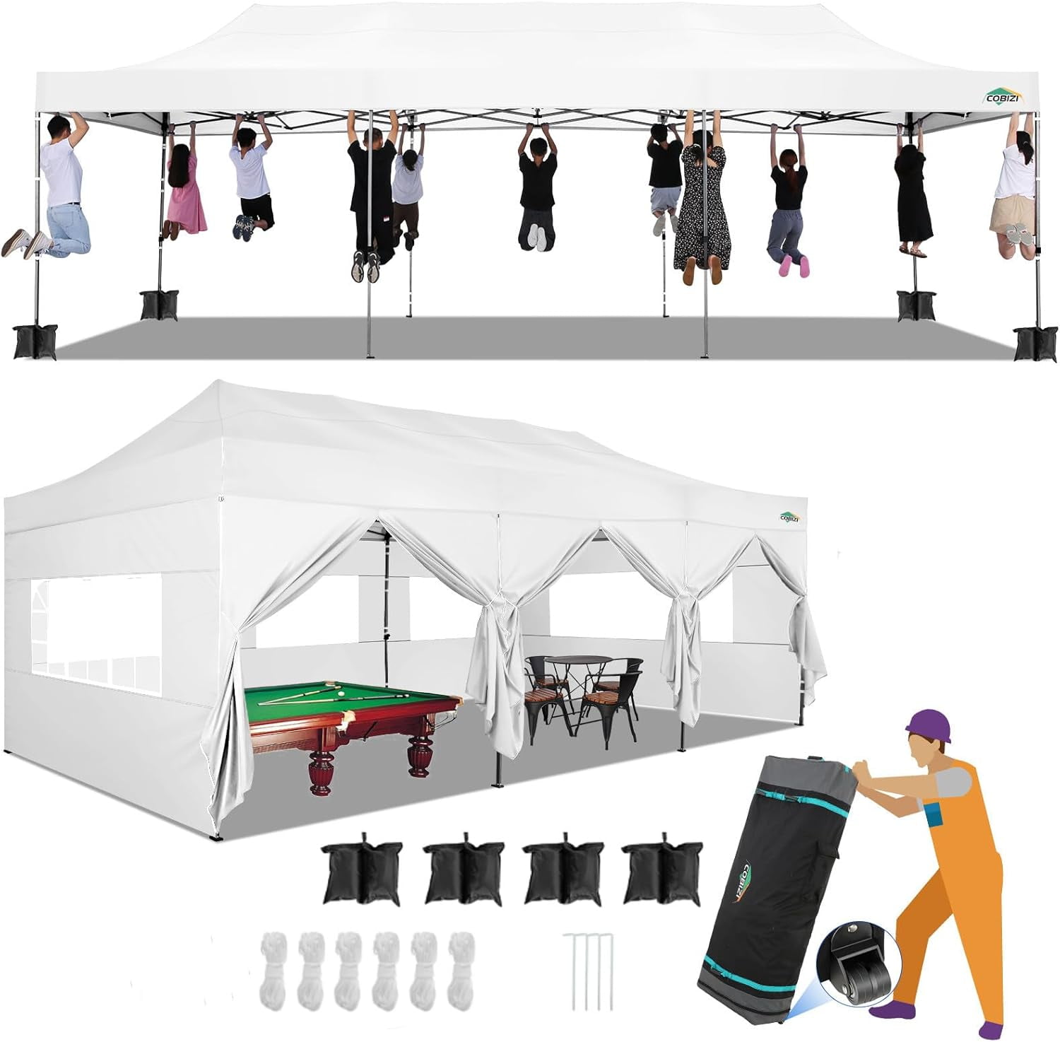10x30 Pop up Canopy Tent 10x30 Canopy with Sidewalls, Heavy Duty Party ...