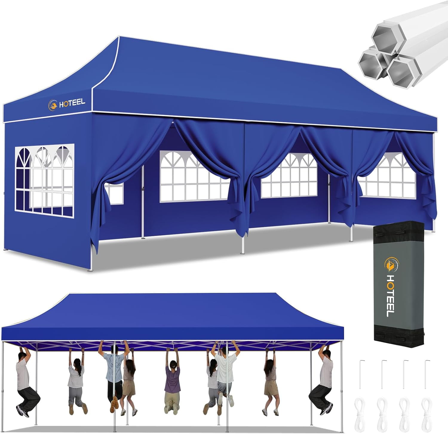10x30 Sturdy Pop Up Canopy Tent with 8 Sidewalls, UPF 50+ and 1500mm ...