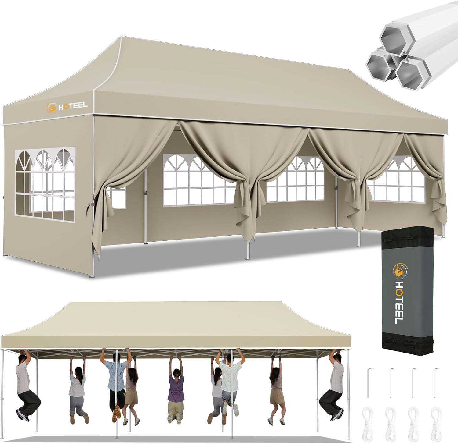 10x30 Sturdy Pop Up Canopy Tent with 8 Sidewalls, UPF 50+ and 1500mm ...