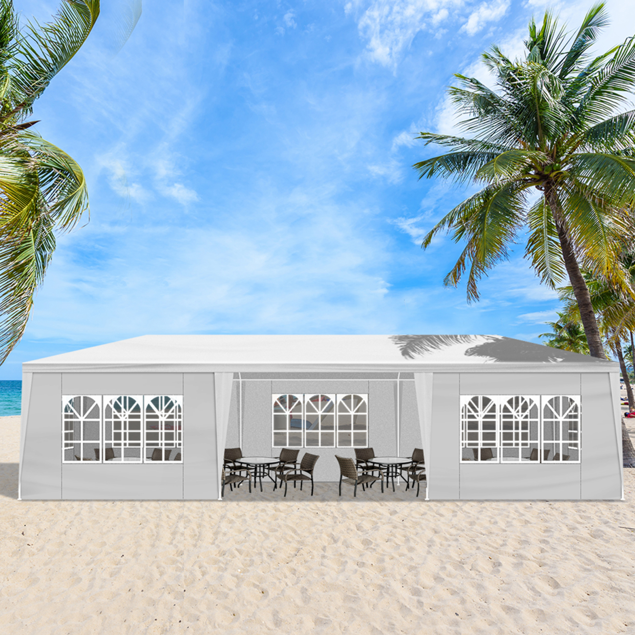 10x30FT Party Tent Outdoor Event Tents with 7 Removable Sidewalls ...