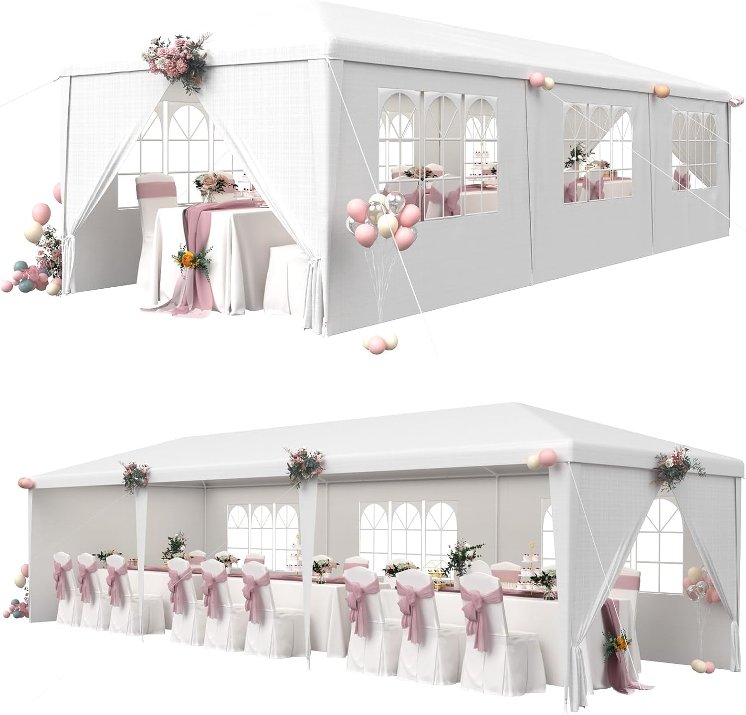 10x30FT Party Tent with Sidewalls, Waterproof Outdoor Event & Wedding ...