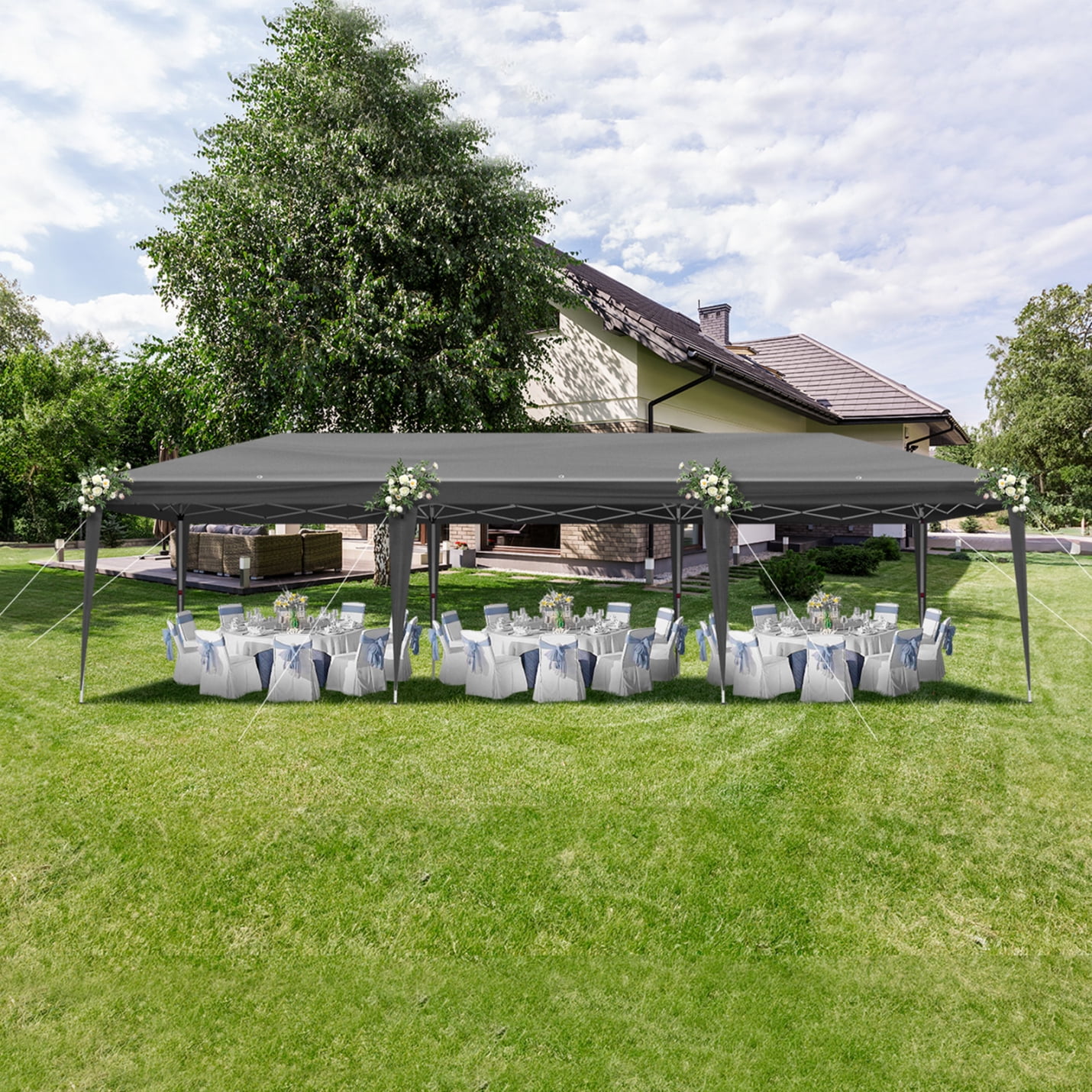 10x30FT Pop Up Canopy Tent with Roller Bag, Outdoor Instant Gazebo Tent ...