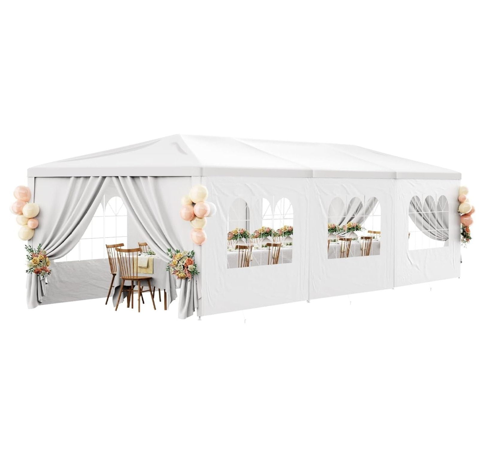 10x30FT White Party Tent Outdoor Canopy Tent Heavy Duty Wedding Tent ...