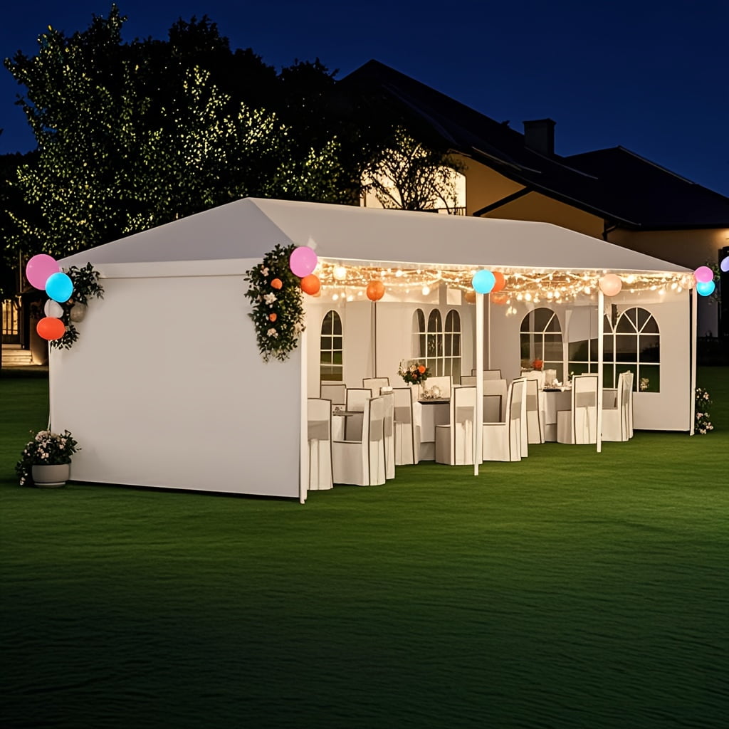 10x30ft White Outdoor Canopy Tent for Parties & BBQs - Waterproof PE ...