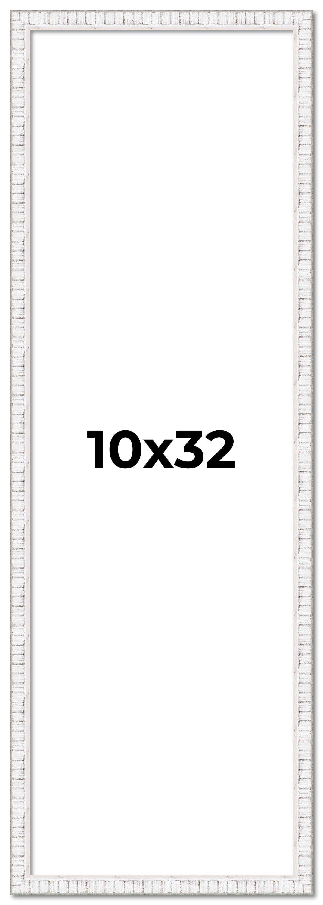 10x32 Frame White Scuffed Rustic Solid Wood Picture Frame | 0.75 Inch ...