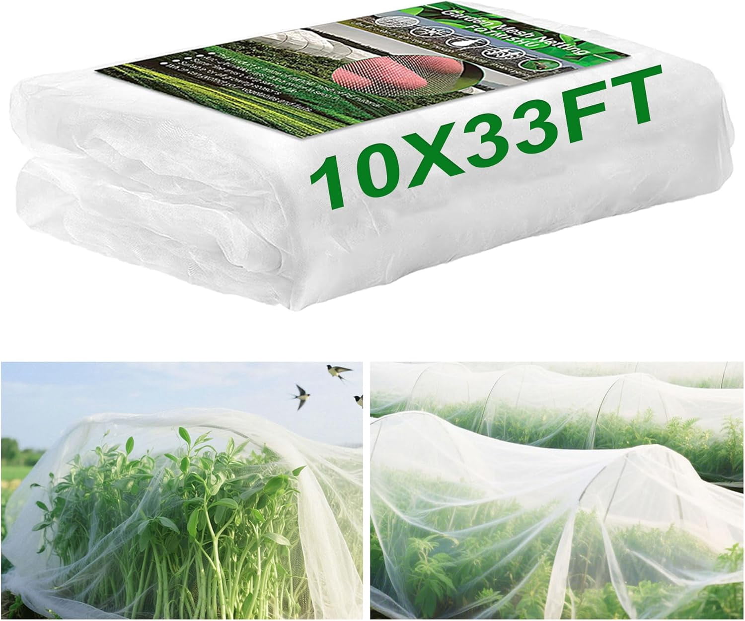 10x33FT Ultra Fine Mesh Netting Bird Barrier Protection Vegetable Fruit ...